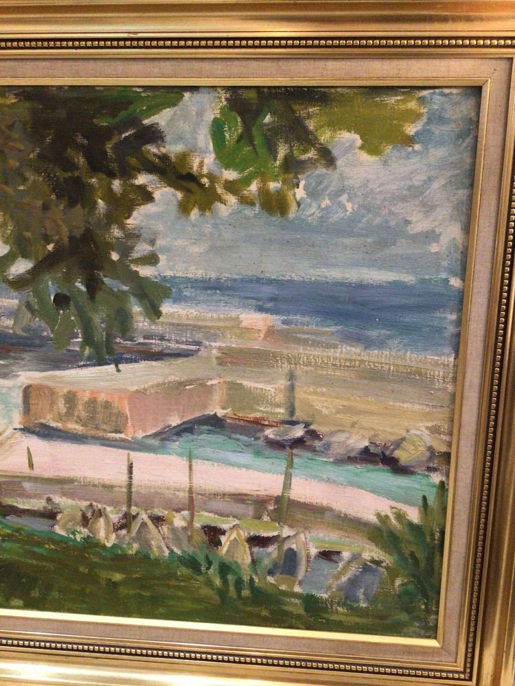 French Marina, 1930s, Oil Painting for sale at Pamono