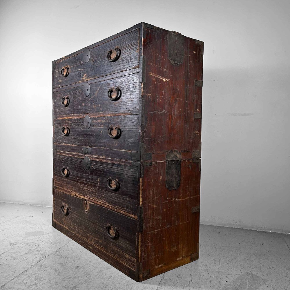 Japanese Traditional Tansu Chests of Drawers, 1920s, Set of 2 for sale ...
