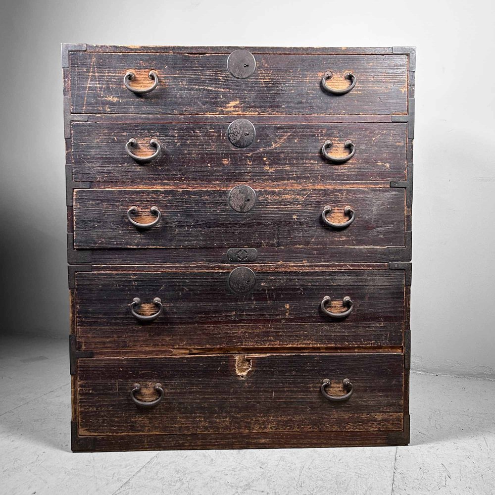 Japanese Traditional Tansu Chests of Drawers, 1920s, Set of 2 for sale ...