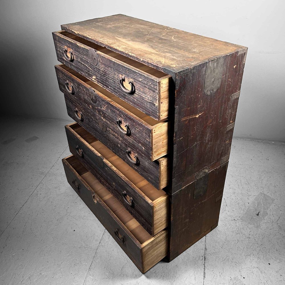 Japanese Traditional Tansu Chests of Drawers, 1920s, Set of 2 for sale ...