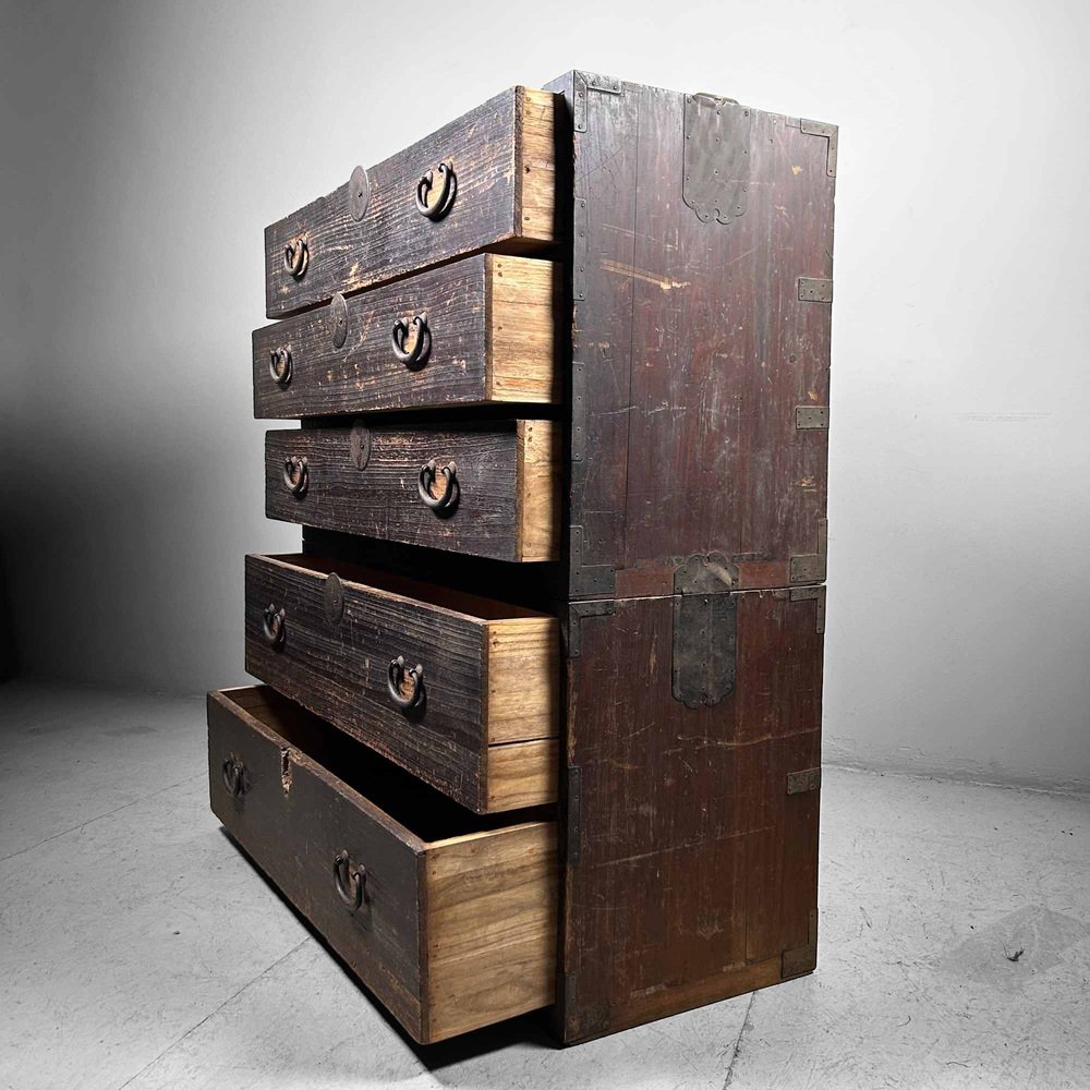 Japanese Traditional Tansu Chests of Drawers, 1920s, Set of 2 for sale ...