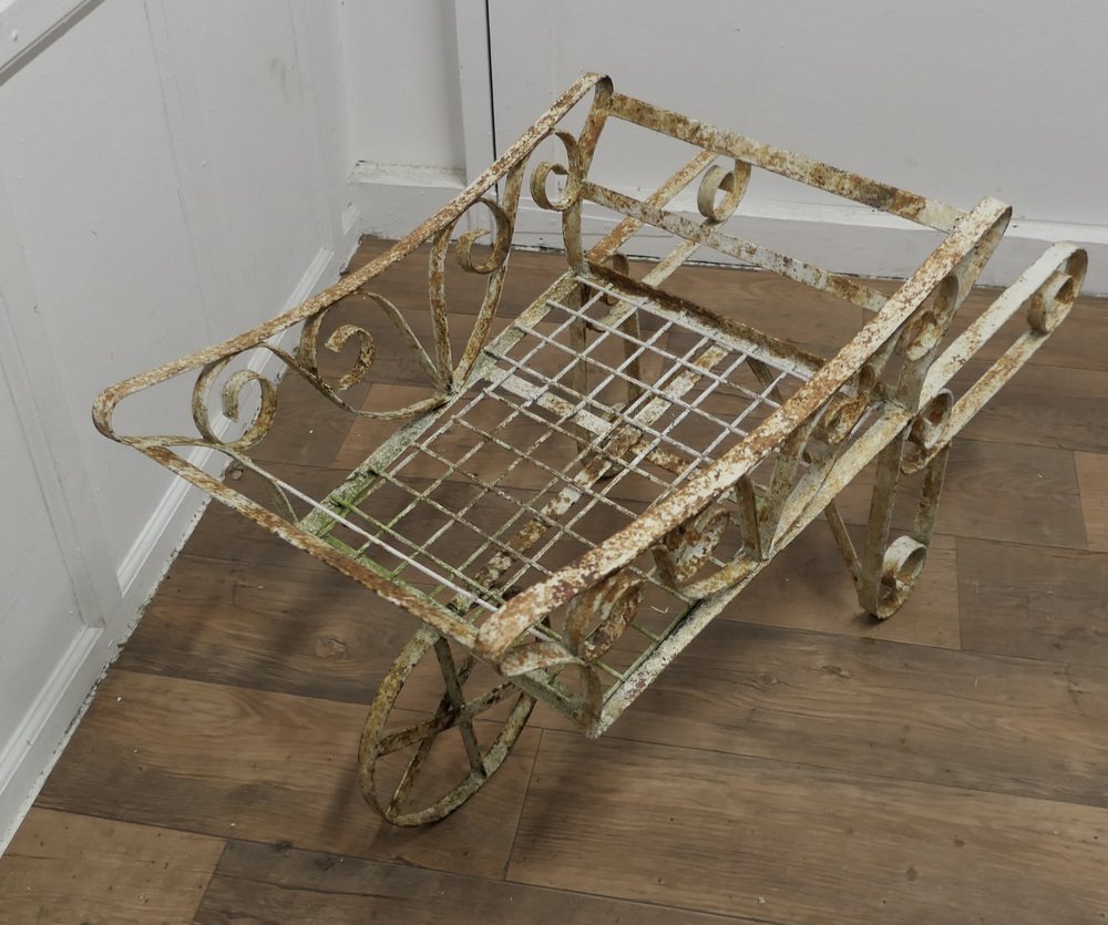 Wrought Iron Hand Cart Wheel Barrow for Plant Display, 1950s for sale ...