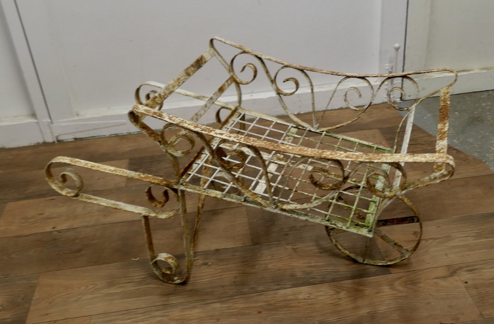 Wrought Iron Hand Cart Wheel Barrow for Plant Display, 1950s for sale ...