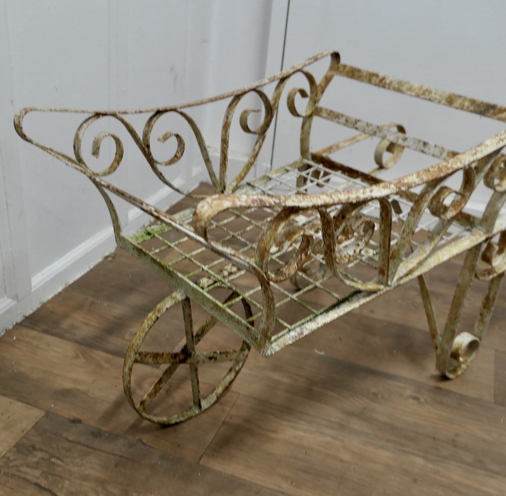 Wrought Iron Hand Cart Wheel Barrow for Plant Display, 1950s for sale ...