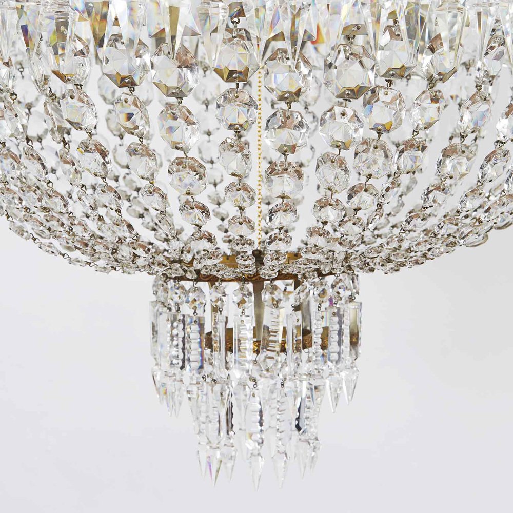Large Crystal Ceiling Light, 1950s for sale at Pamono