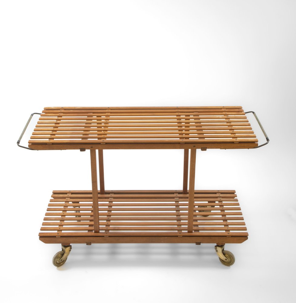 Mid-Century Alpine Style Pine Slatted Trolley Table, 1950 for sale at ...