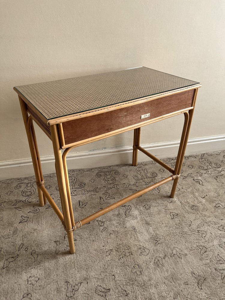 British Rattan and Cane Writing Desk or Dressing Table, 1970s for sale ...