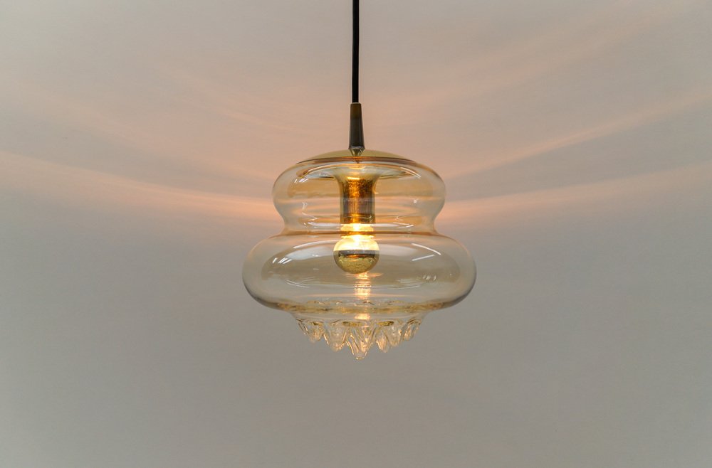Glass Drop Ceiling Lamp from Peill & Putzler, 1970s for sale at Pamono