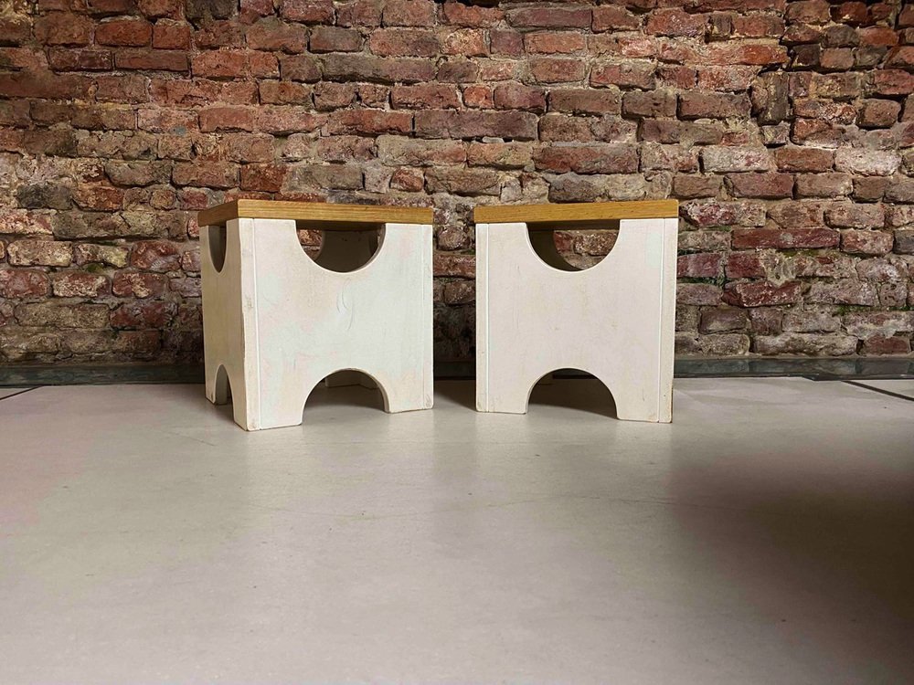 Set of Wooden Stools attributed to Ettore Sottsass for Poltronova, Italy, 1963 for sale at Pamono