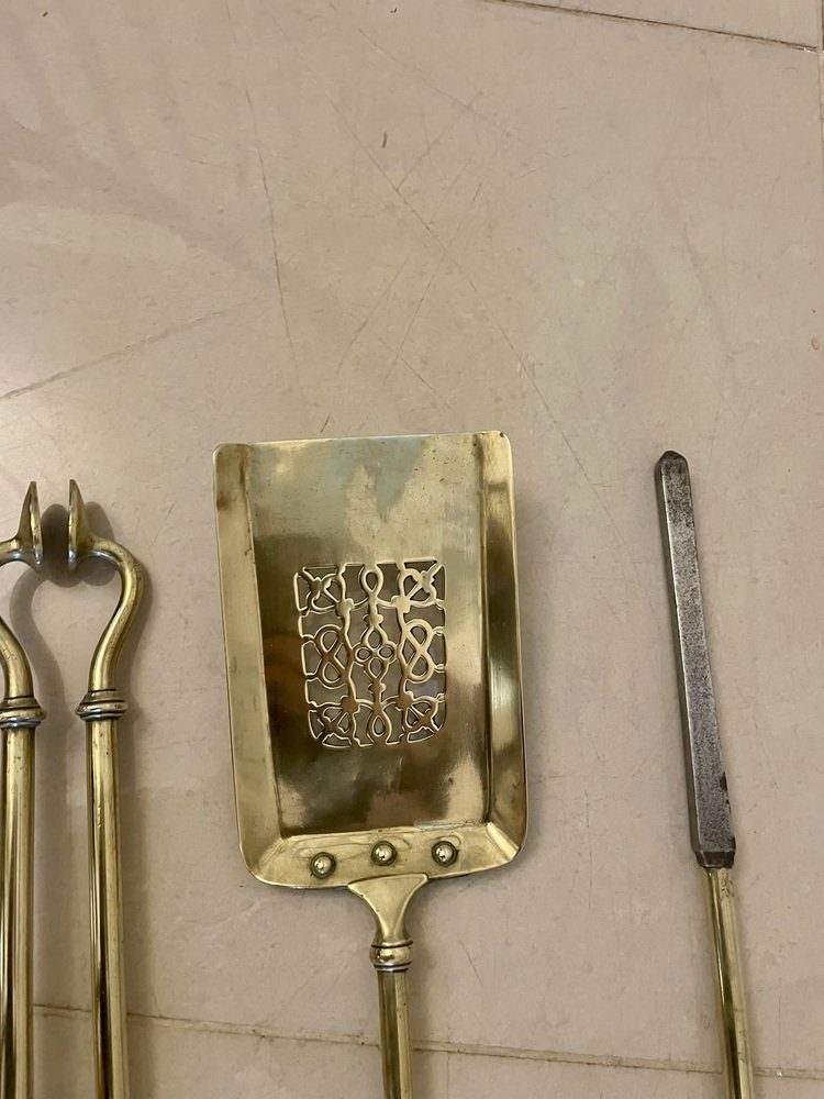 Large George III Brass Fire Dogs, 1860, Set of 5 for sale at Pamono