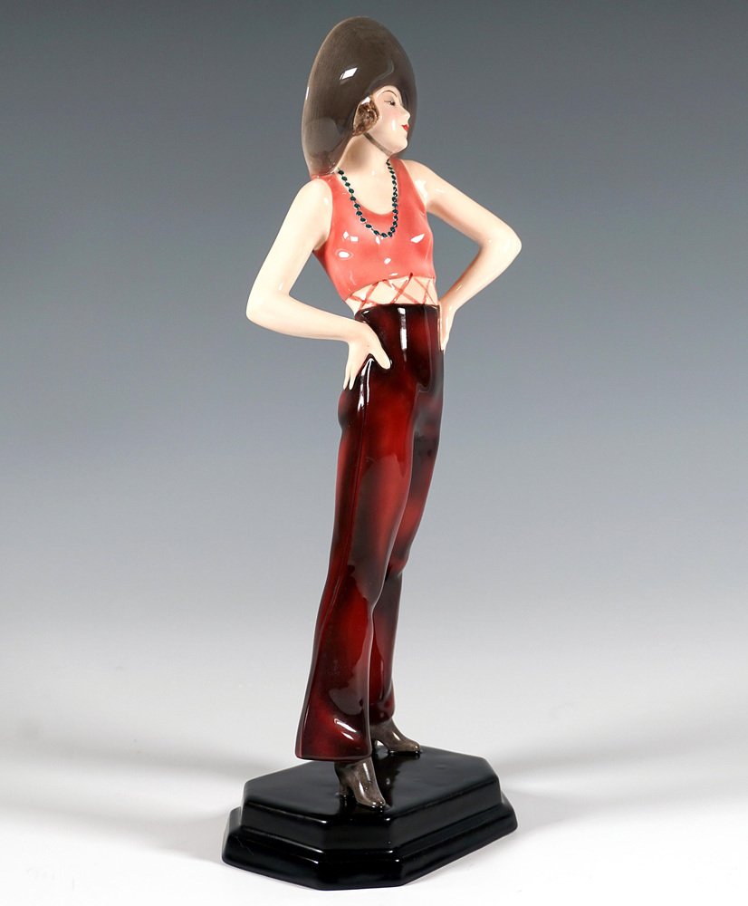 Art Deco Cowboy Girl Figure by Stephan Dakon for Goldscheider, 1929 for ...
