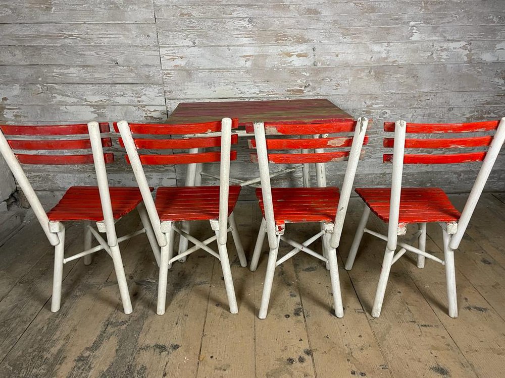 Vintage Garden Set in Oak, Set of 5 for sale at Pamono