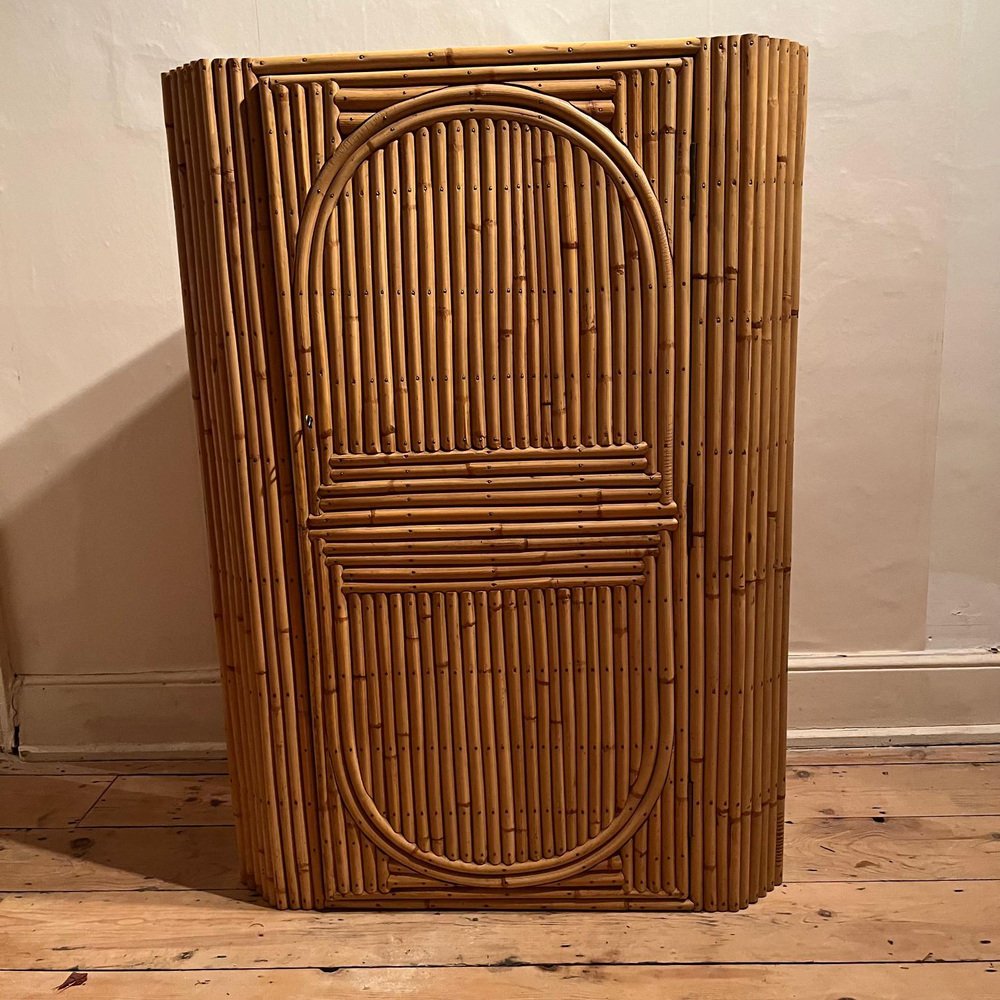 Italian Bamboo Corner Cabinet, 1960s for sale at Pamono