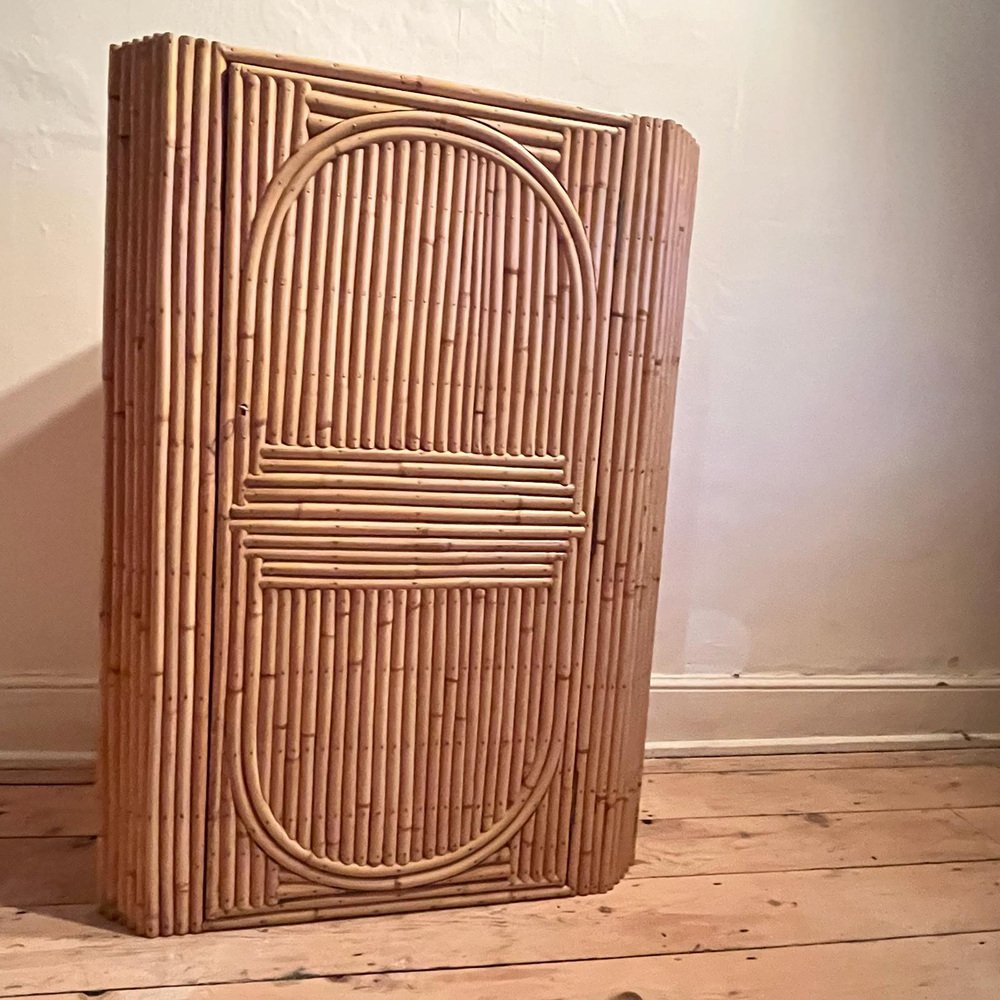 Italian Bamboo Corner Cabinet, 1960s for sale at Pamono