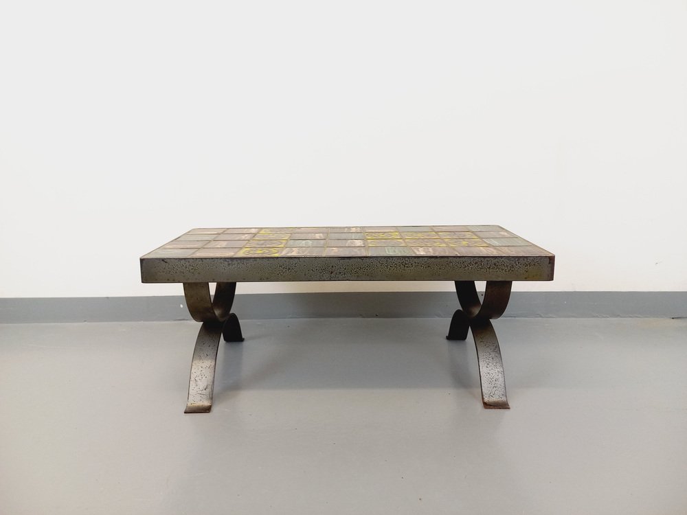 Vintage Rectangular Steel and Ceramic Coffee Table, 1960s for sale at ...