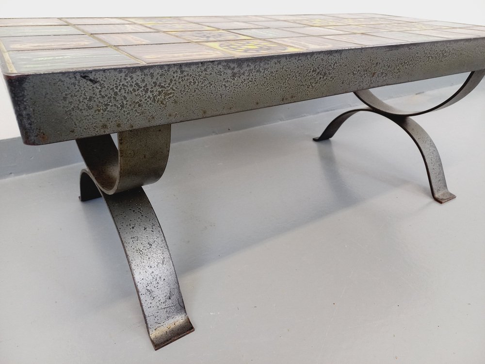 Vintage Rectangular Steel and Ceramic Coffee Table, 1960s for sale at ...