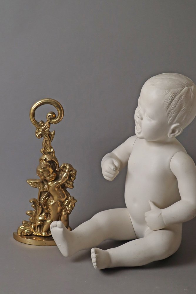 Hollywood Regency Door Stop Angel in Brass, 1980s for sale at Pamono