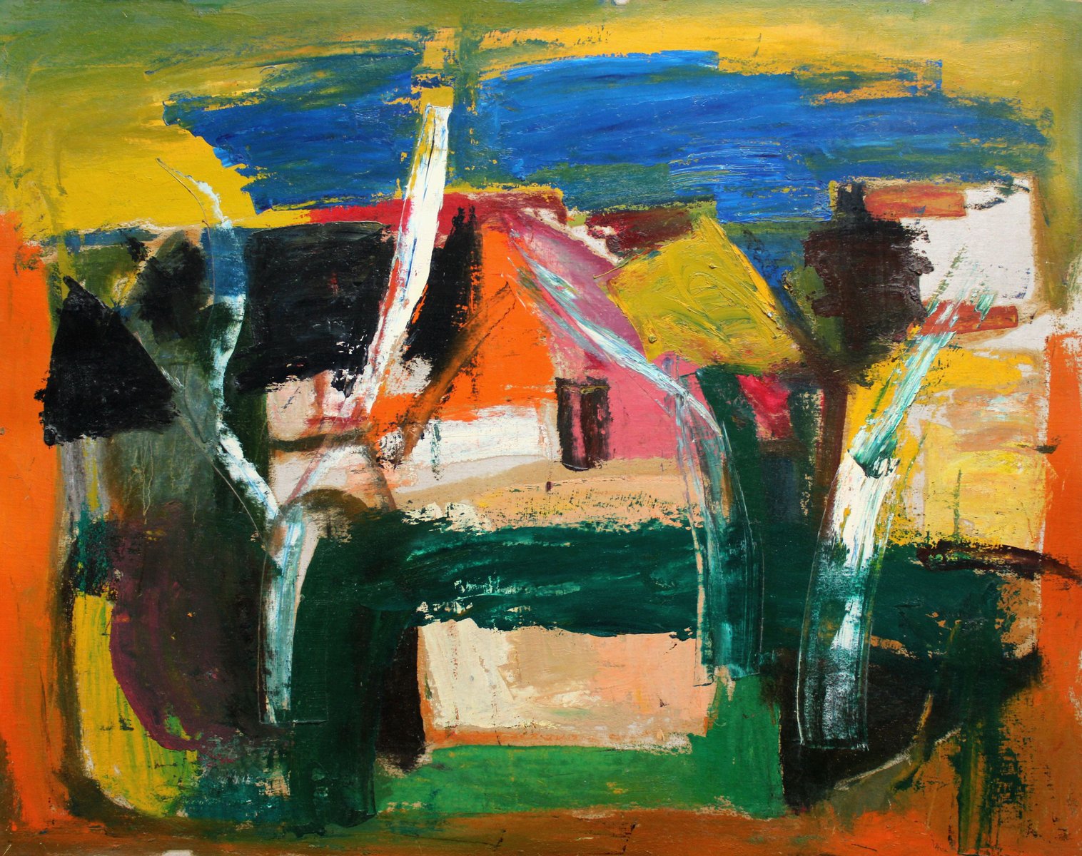 Aleksandr Rodin, Village, Oil on Cardboard for sale at Pamono