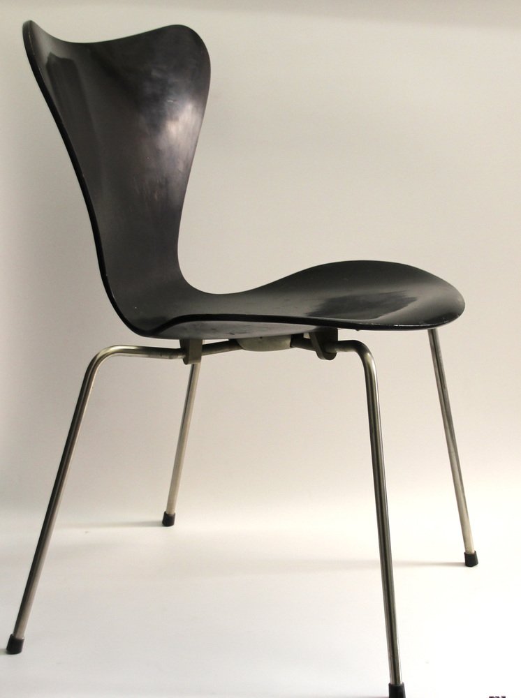 Model 3107 Black Chair by Arne Jacobsen for Fritz Hansen, 1950s for ...