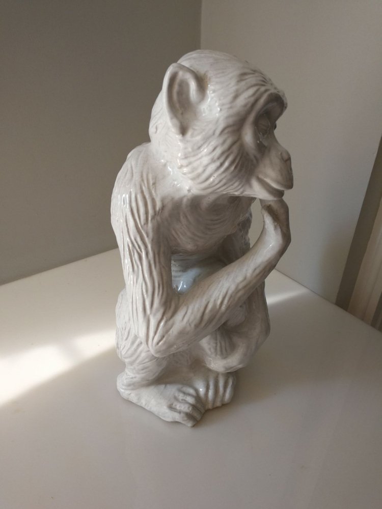 Monkey Sculpture in Glazed Terracotta, Italy, 1960s for sale at Pamono