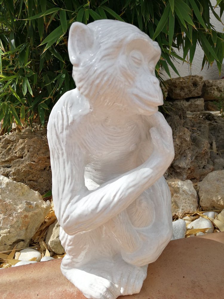 Monkey Sculpture in Glazed Terracotta, Italy, 1960s for sale at Pamono