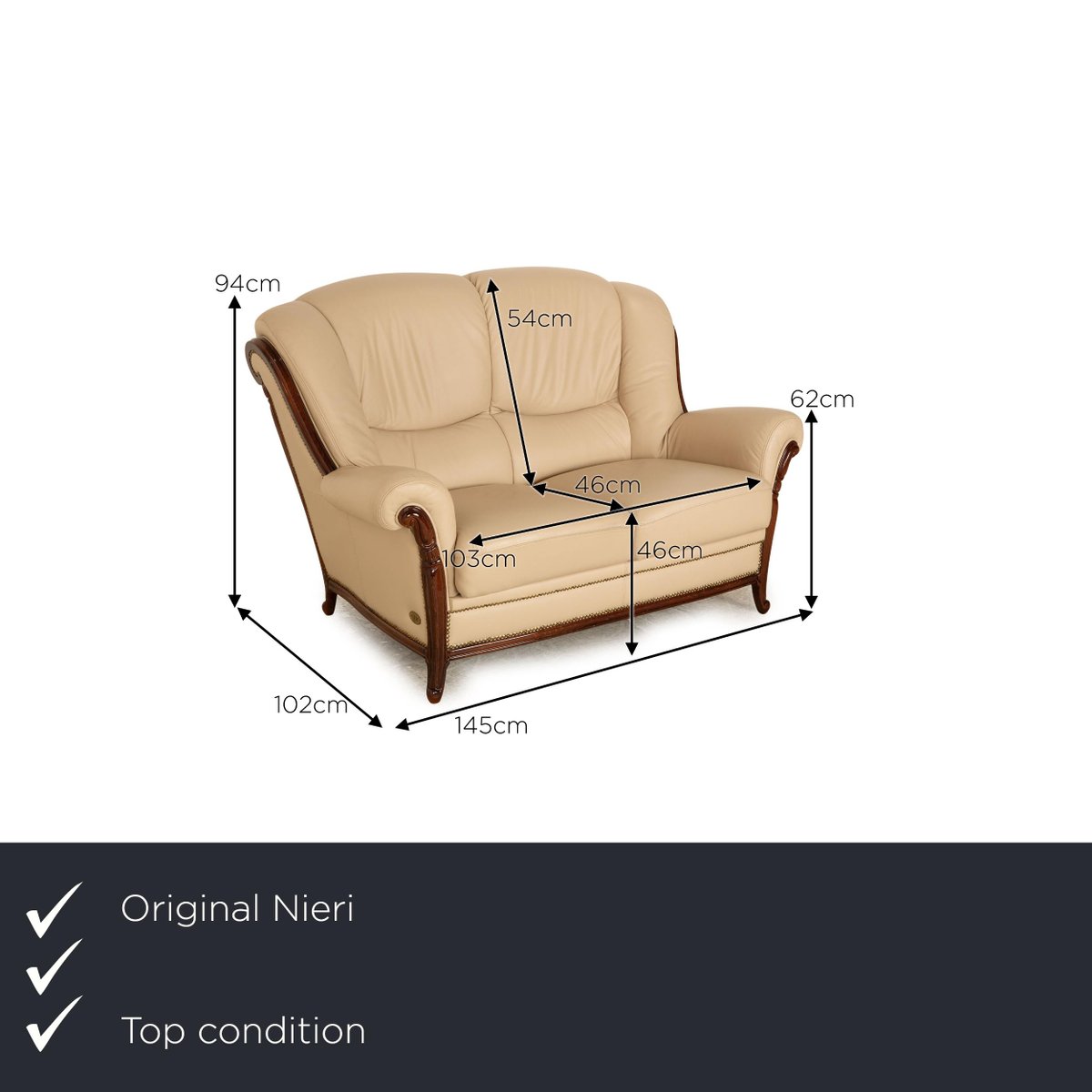 Zwei-Sitzer Sofa aus beigefarbenem Leder von Nieri Victoria bei Pamono ...