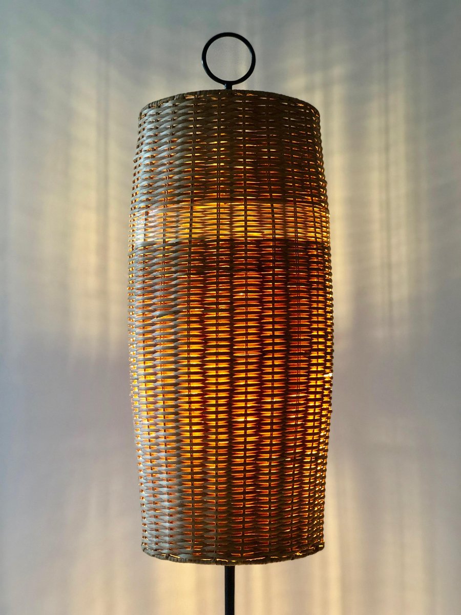 Mid-Century Austrian Wicker Renee Floor Lamp attributed to J.T. Kalmar ...