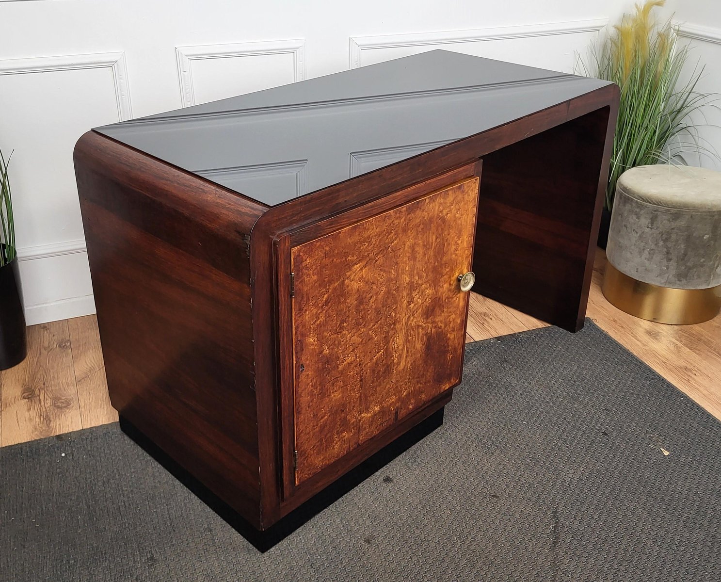 Vintage Art Deco Italian Waterfall Writing Desk in Walnut by Paolo ...