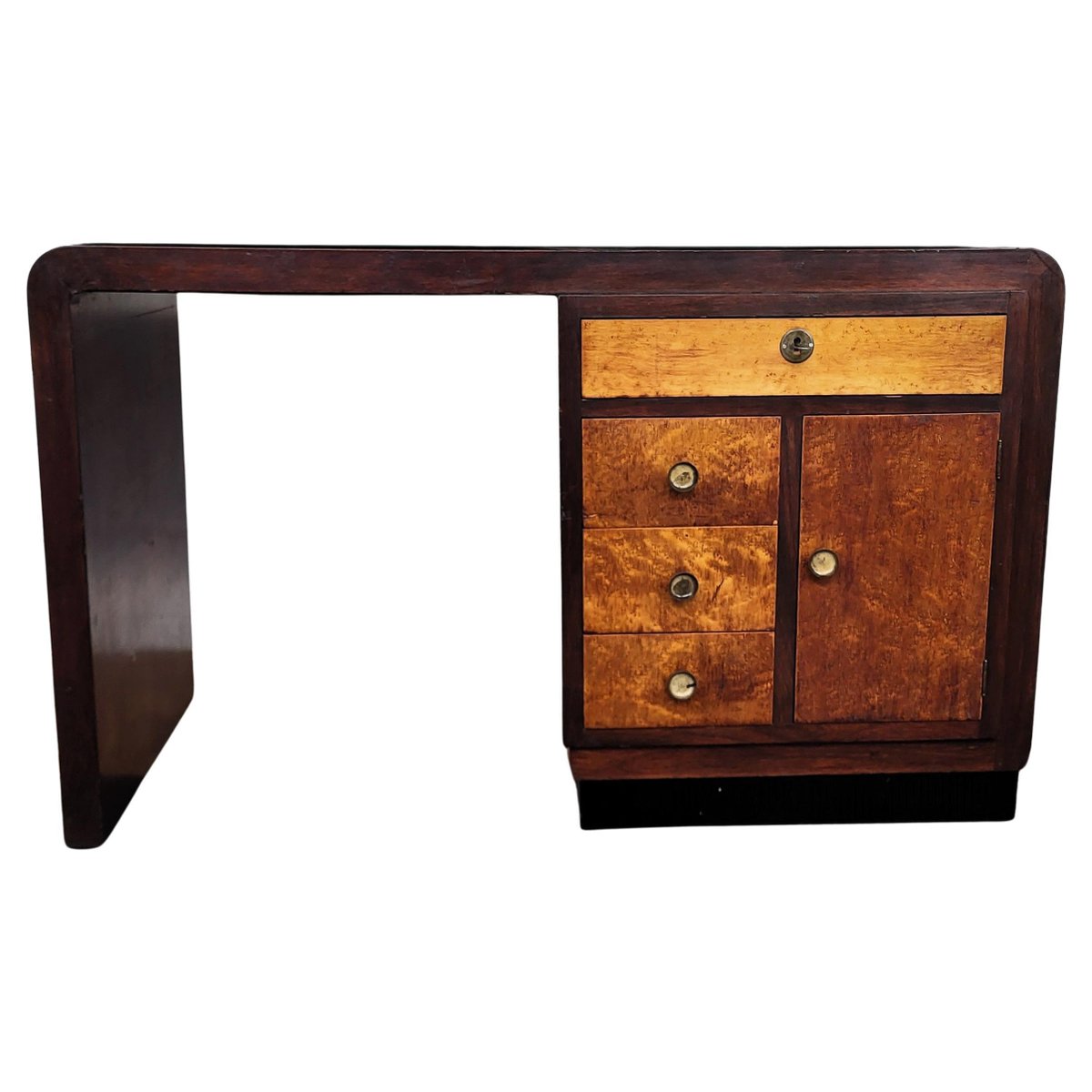 Vintage Art Deco Italian Waterfall Writing Desk in Walnut by Paolo ...