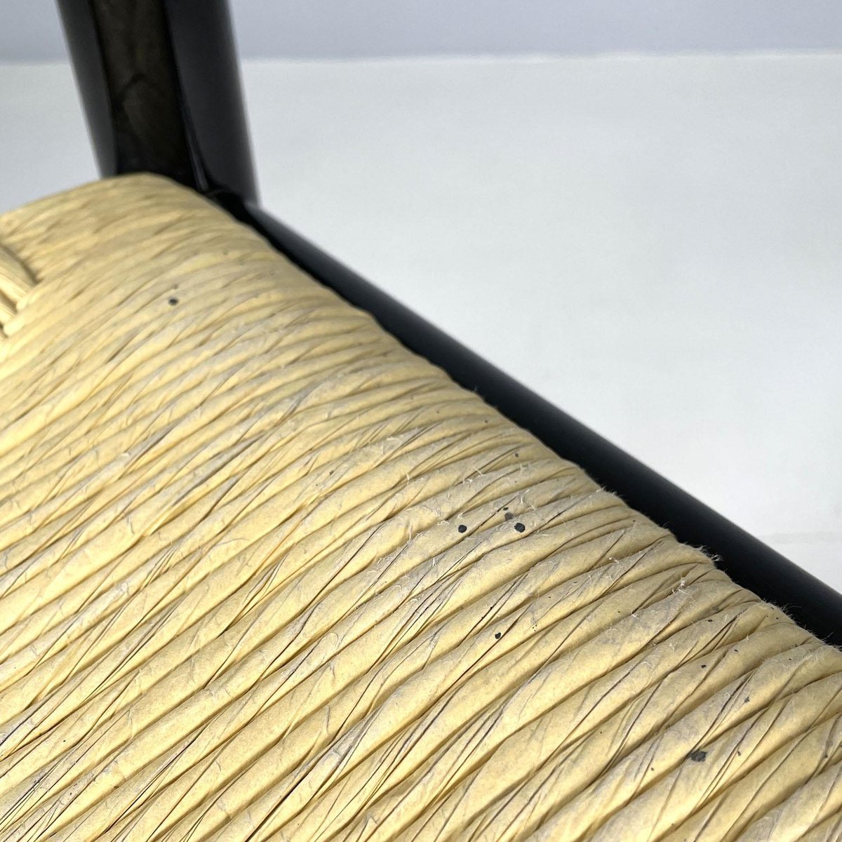 Modern Italian Straw and Black Wood Chair, 1970s for sale at Pamono