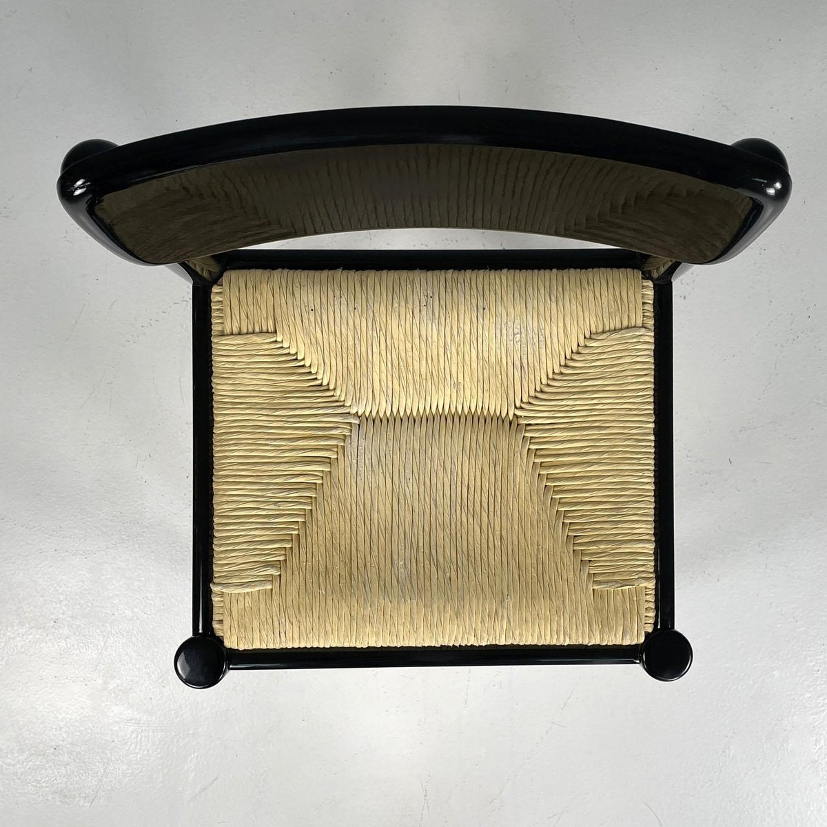 Modern Italian Straw and Black Wood Chair, 1970s for sale at Pamono