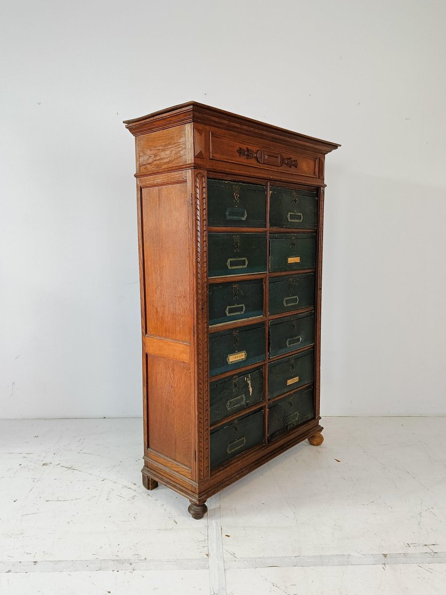 Blue Filing Cabinet in Oak for sale at Pamono