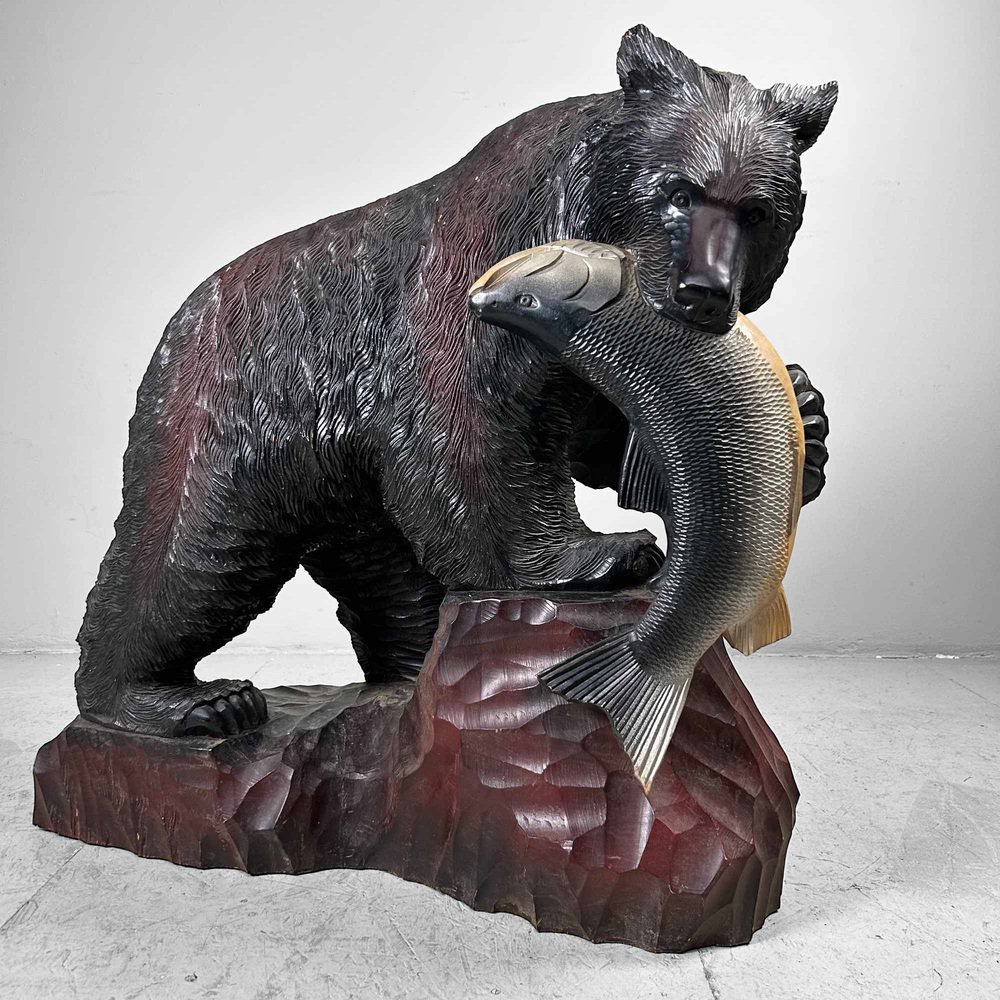 Hokkaido Artist, Kibori Kuma Bear, Japan, 1960s, Wood for sale at Pamono