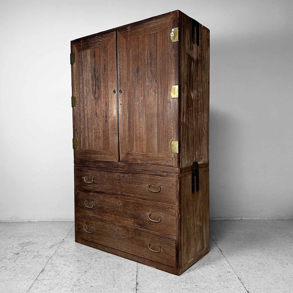 Two-Piece Paulownia Japanese Wardrobe, 1960s, Set of 2 for sale at Pamono