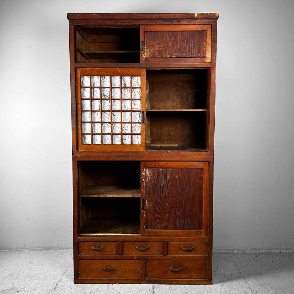 Traditional Japanese Tansu Storage Cabinet, 1920s, Set of 2 for sale at ...
