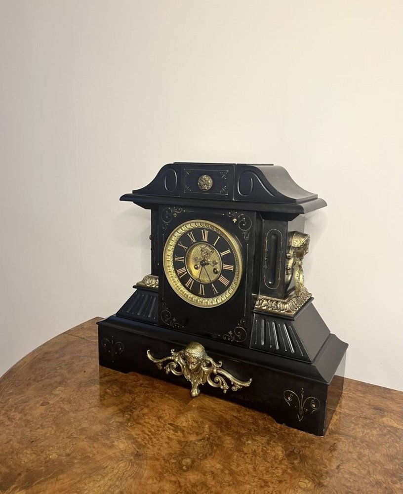 Large Antique Victorian Marble Mantle Clock, 1850 for sale at Pamono