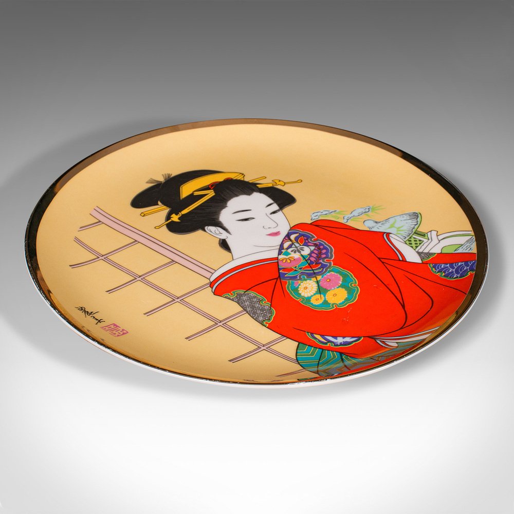 Vintage Japanese Ceramic Geisha Figure Ukiyo-E Display Plate, 1980s for ...