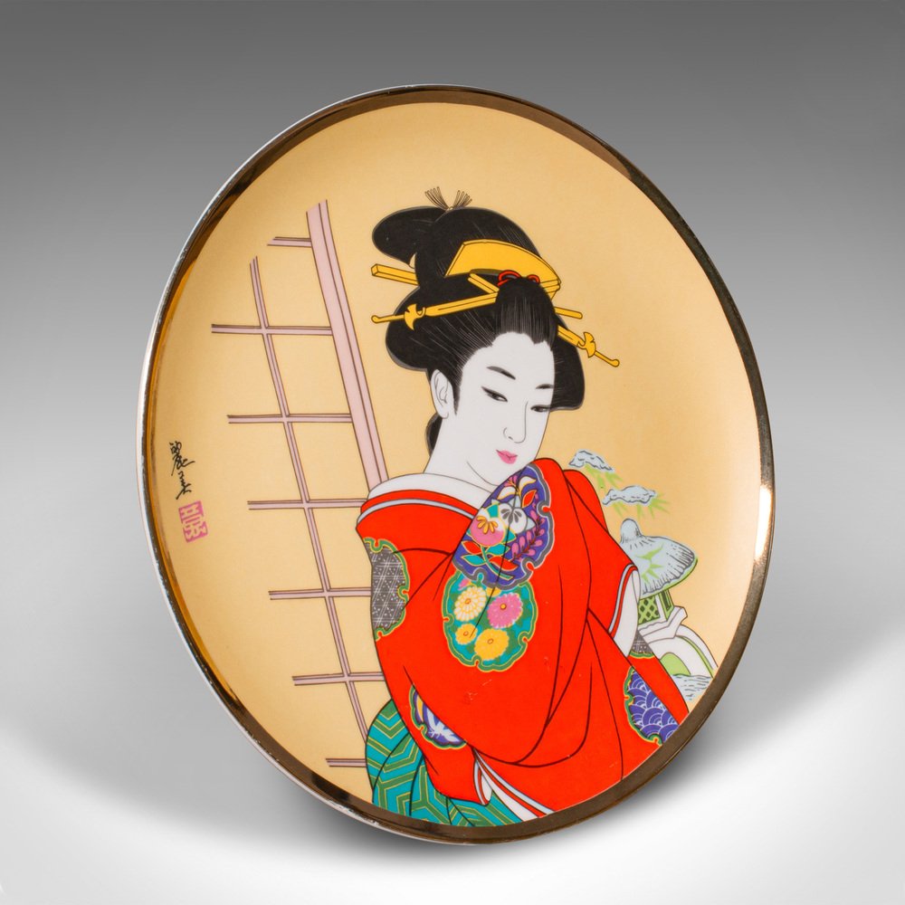 Vintage Japanese Ceramic Geisha Figure Ukiyo-E Display Plate, 1980s for ...