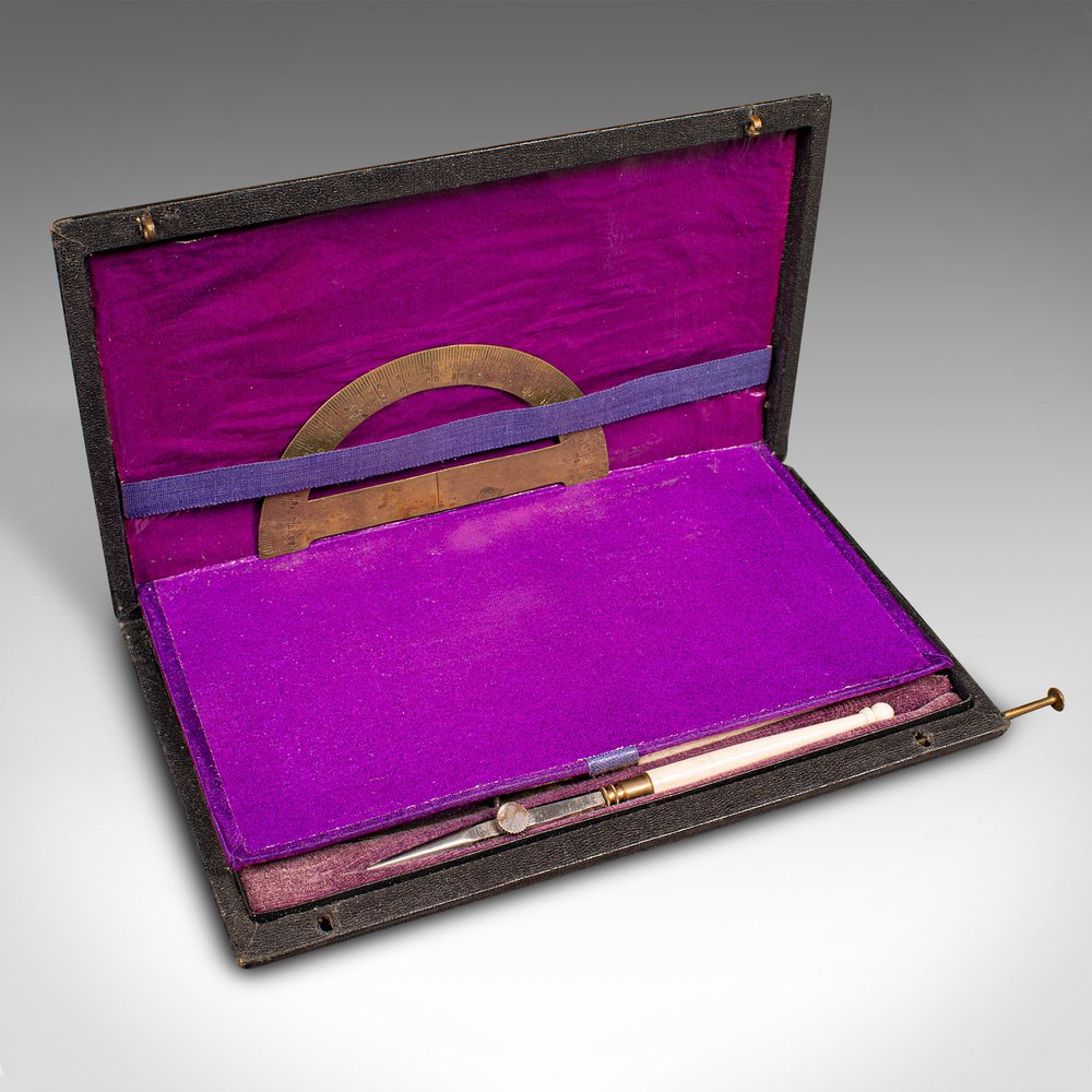 Vintage French Scholars Drawing Set Draughtsmans Tools in Brass, 1960s ...