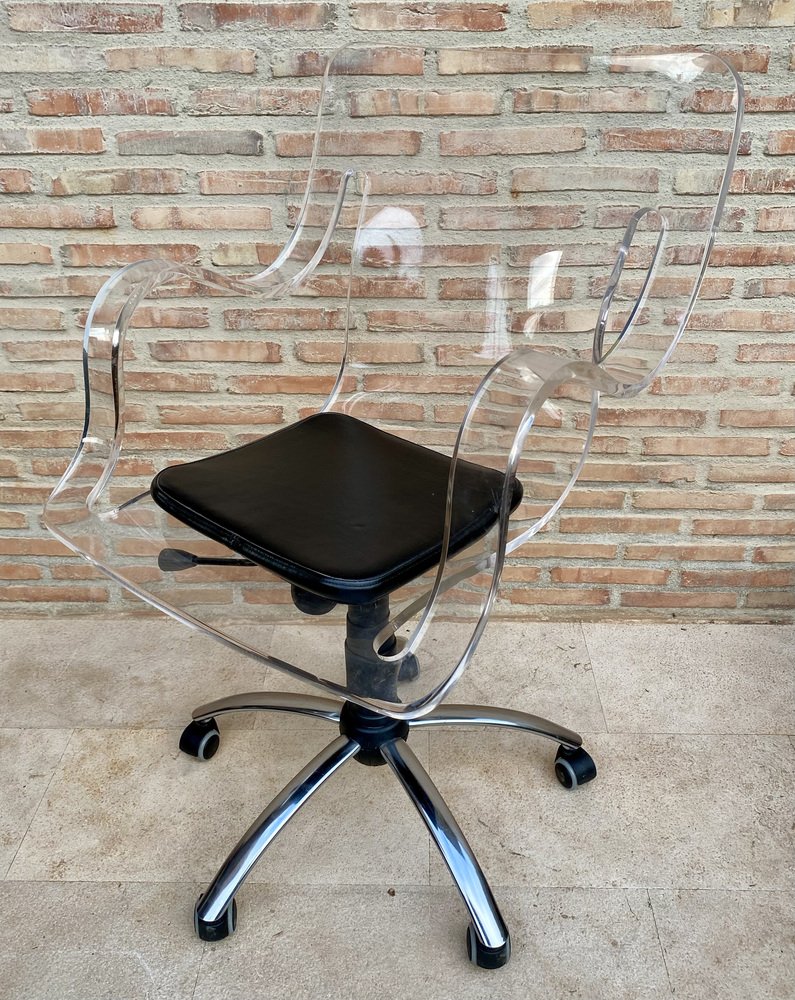 Acrylic Swivel Chair with Wheels, 1960s for sale at Pamono