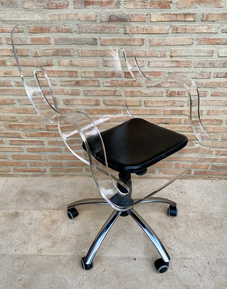 Acrylic Swivel Chair with Wheels, 1960s for sale at Pamono