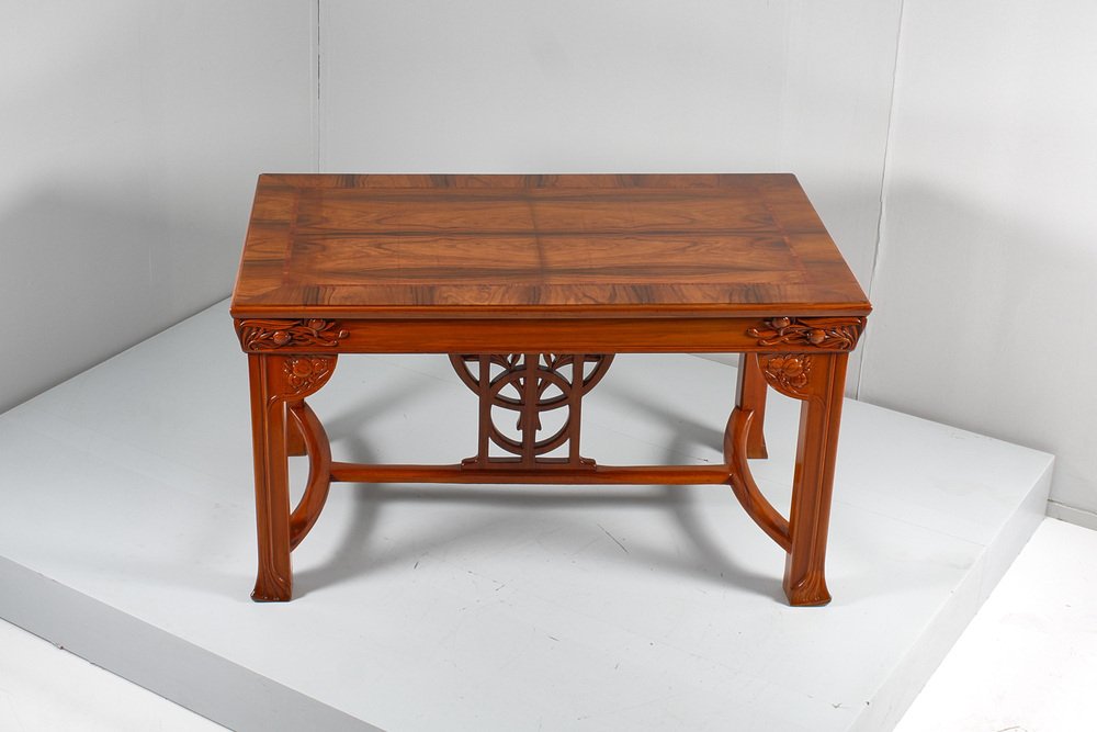 Art Nouveau Inlaid and Carved Wood Table by Ducrot, Italy, 1900s for ...