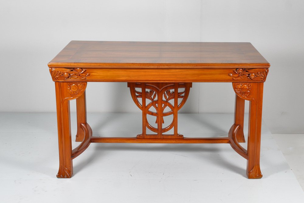 Art Nouveau Inlaid and Carved Wood Table by Ducrot, Italy, 1900s for ...