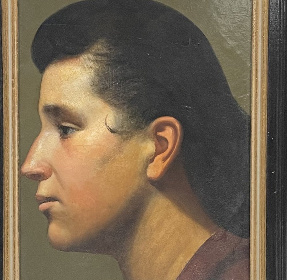 Profile Portrait, Early 20th Century, Oil on Paper, Framed for sale at ...