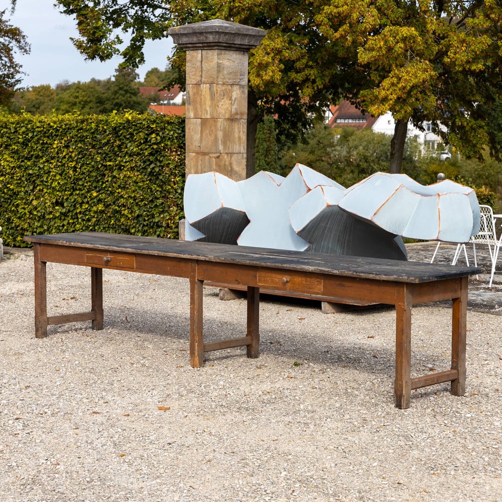 Long Vintage Worktable in Wood for sale at Pamono