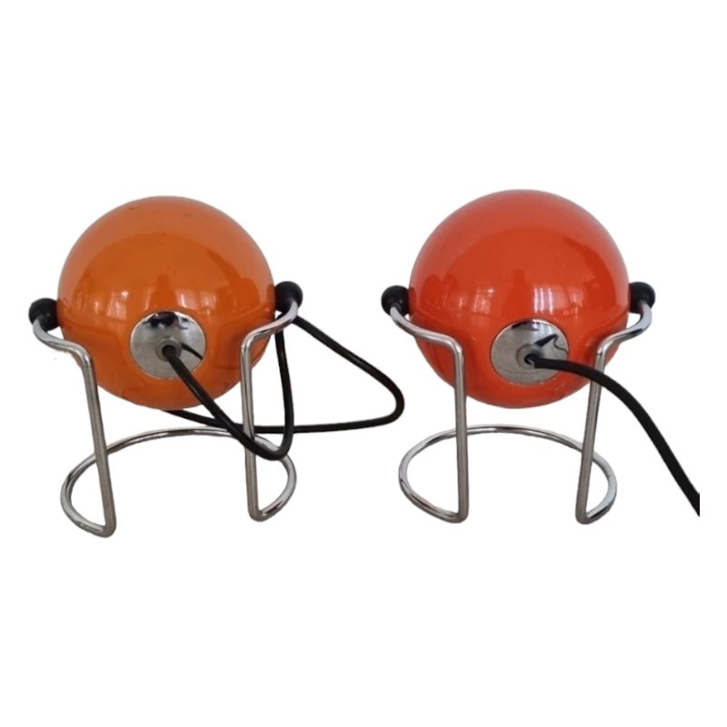 Vintage Italian Chromed Painted Metal Eyeball Table Lamps by Targetti ...