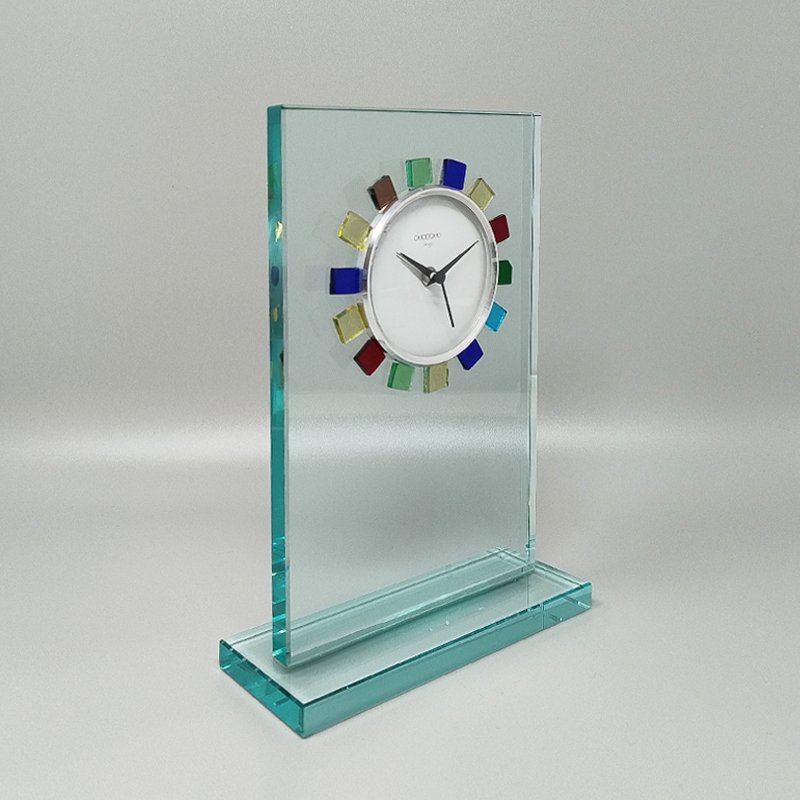 Italian Table Clock in Crystal by Omodomo, 1970s for sale at Pamono