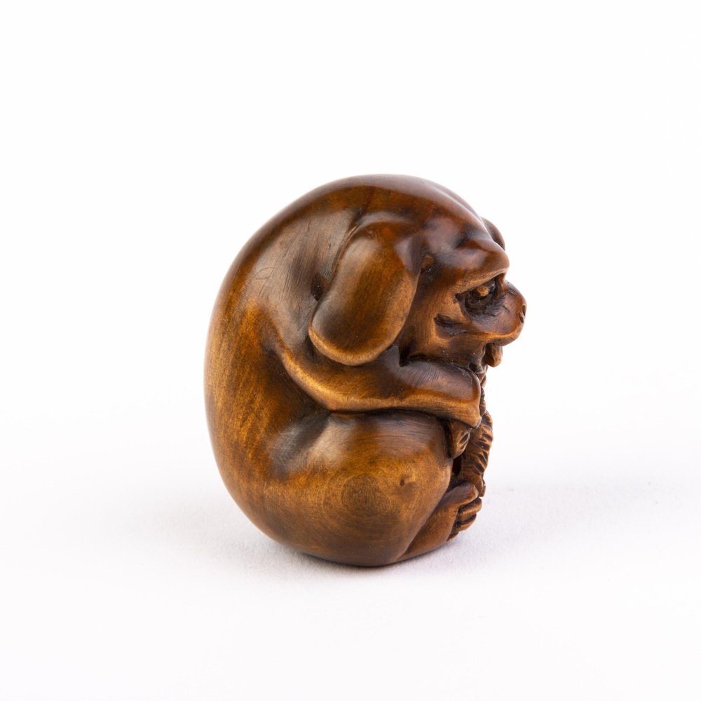 Japanese Boxwood Netsuke Inro of Puppy Dog for sale at Pamono