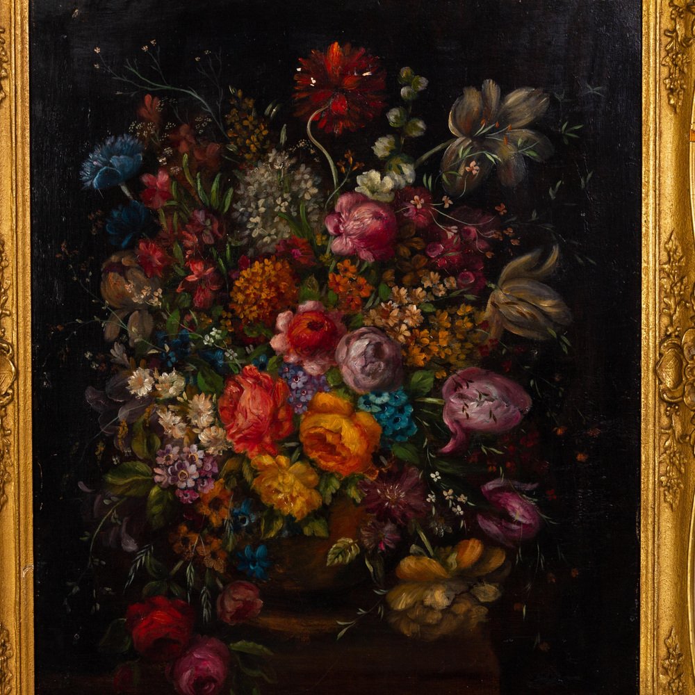After Jan Van Huysum, Flowers Still Life, Oil Painting, 19th Century, Framed for sale at Pamono
