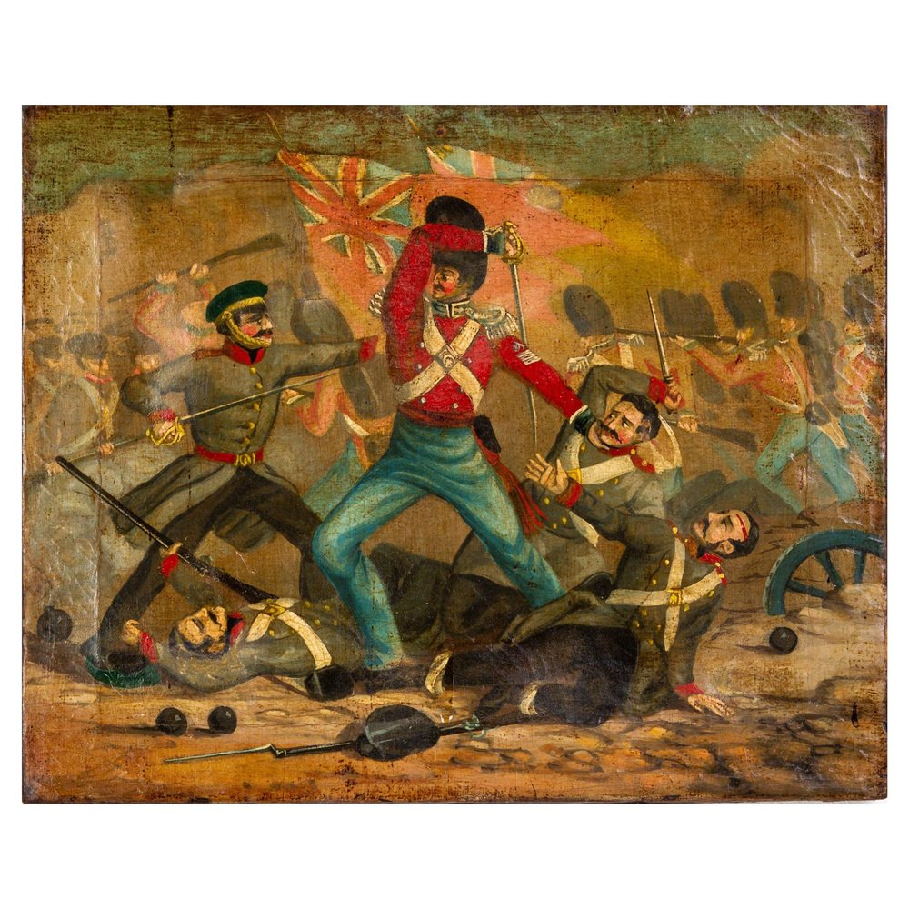 Crimean War Soldiers, Oil Painting on Canvas, 19th Century for sale at Pamono